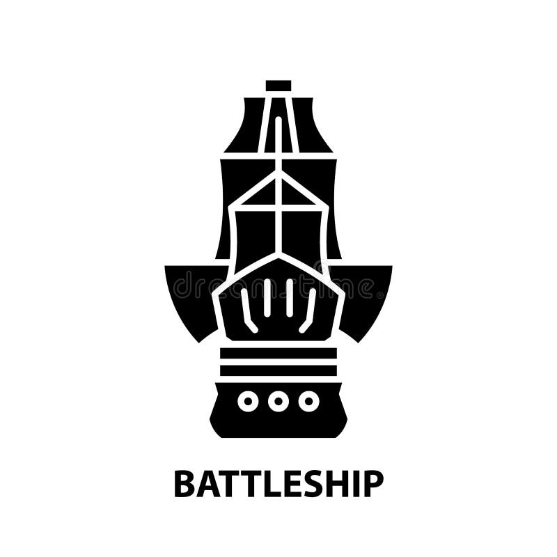 Battleship Icon, Black Vector Sign with Editable Strokes, Concept ...