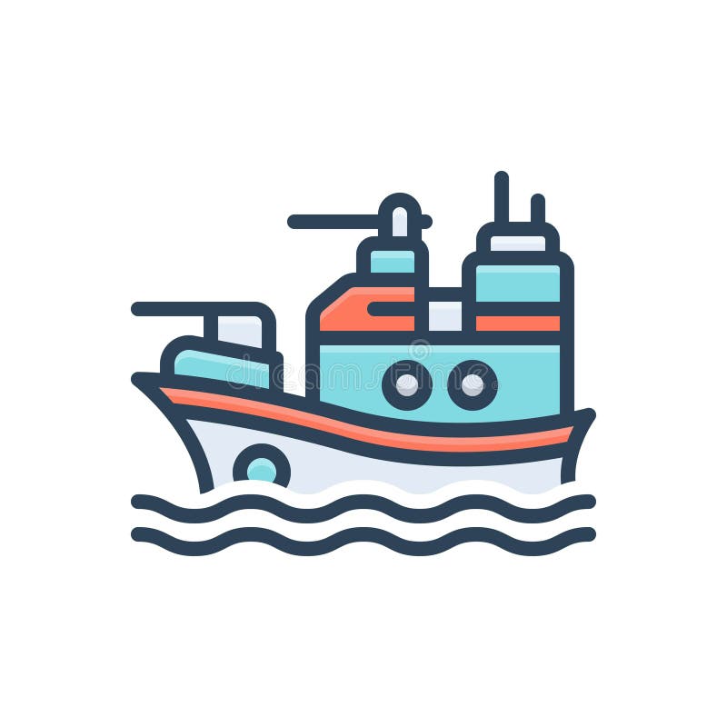 Color Illustration Icon for Battleship, Ship of War and Marine Stock ...