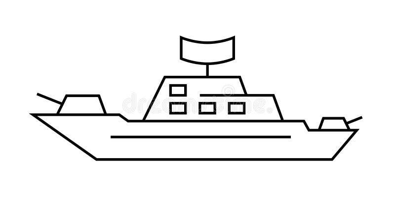 Battleship Line Icon. Warship Symbol Stock Vector - Illustration of ...
