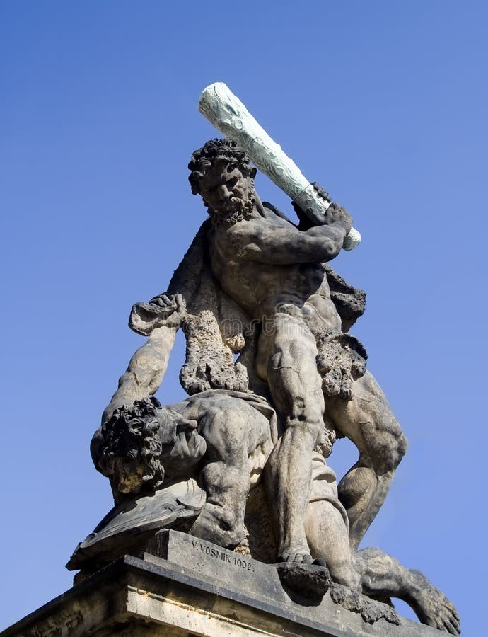 Battling Titan Statue stock image. Image of czech, republic - 2490459