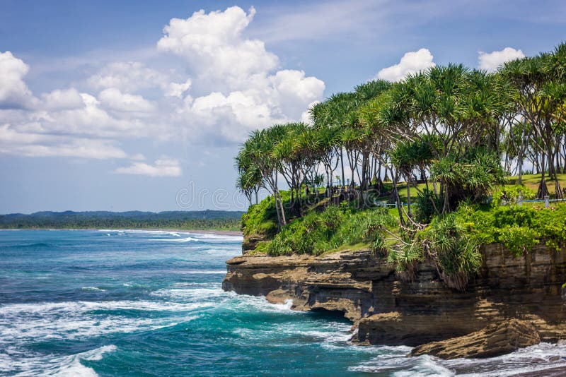 Batu Karas Beach Pangandaran West Java Stock Image - Image of ship ...