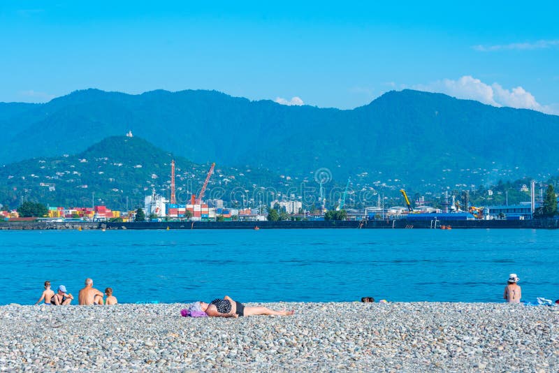 Batumi, Georgia, August 31, 2023: Summer Day on a Beach in Batum ...