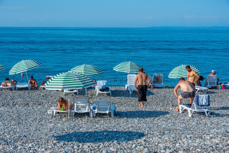 Batumi, Georgia, August 31, 2023: Summer Day on a Beach in Batum ...