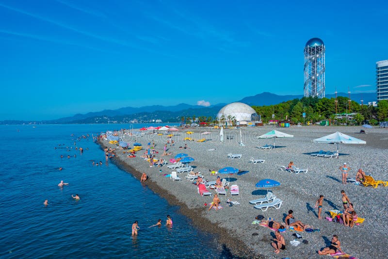 Batumi, Georgia, August 31, 2023: Summer Day on a Beach in Batum ...