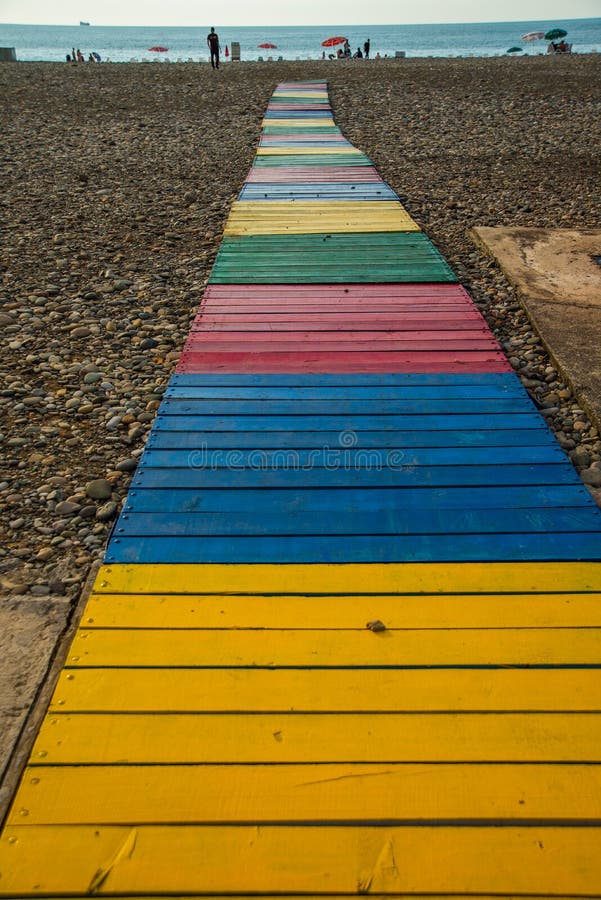 BATUMI, GEORGIA: Multi-colored Path Along the Pebble Beach in Batumi ...