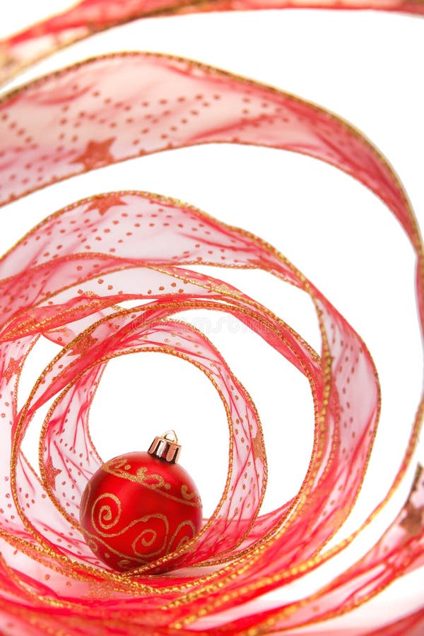 Bauble and Christmas Ribbon Stock Photo - Image of spiral, high: 11916532