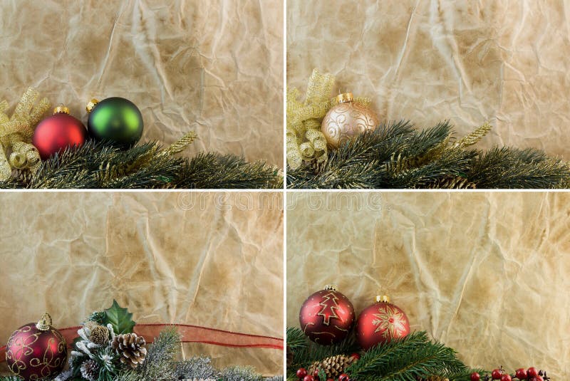 Baubles on Antique Paper Collage Stock Photo - Image of space ...