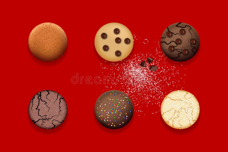 Set of Different Types Sweet Cookies Stock Vector - Illustration of ...