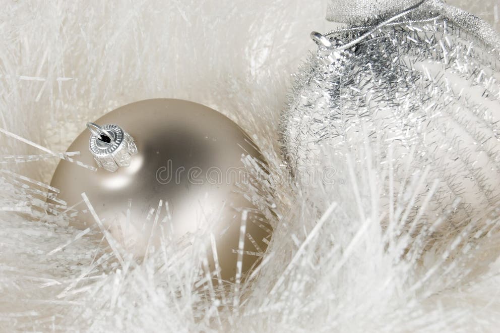 Baubles on silver a ribon stock image. Image of december - 22352149