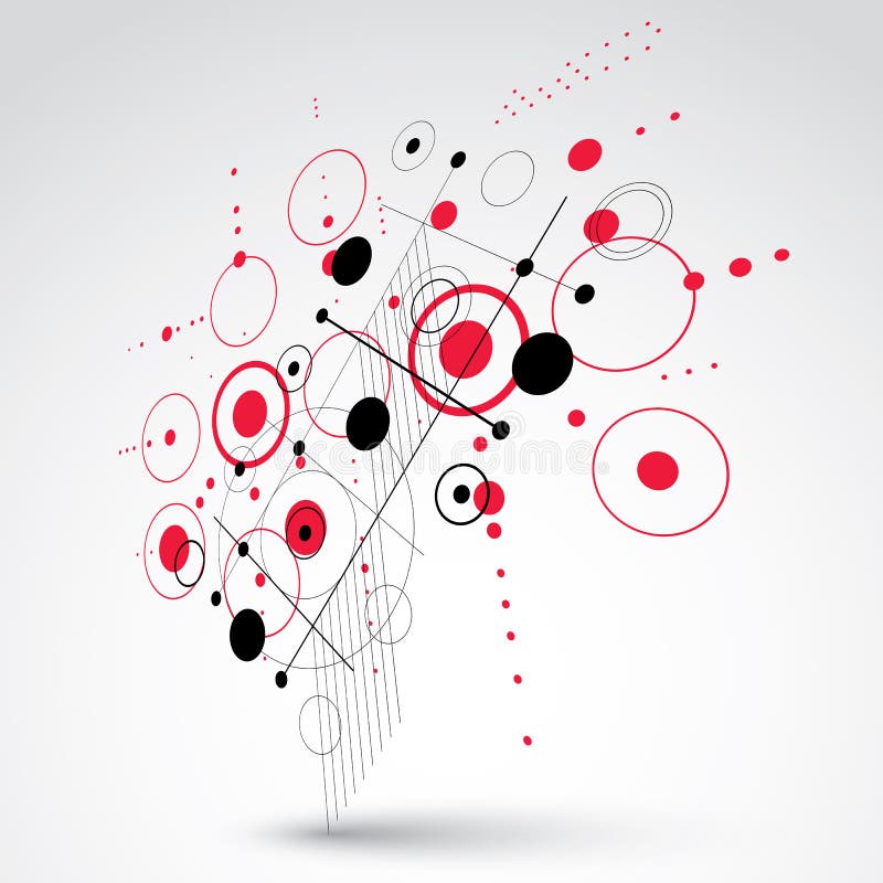 Bauhaus Art Dimensional Composition, Perspective Red Modular Vector ...