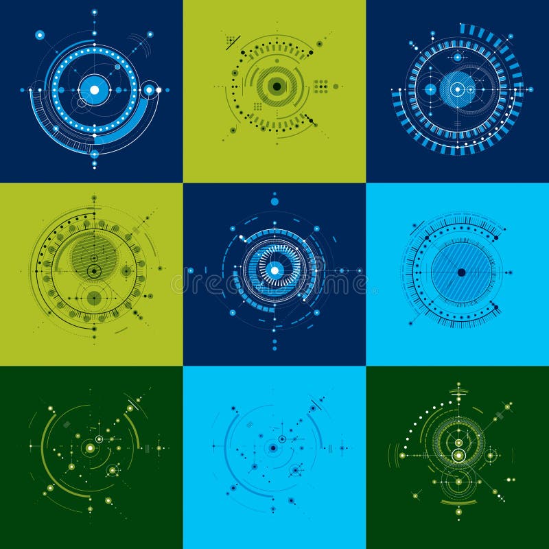 Bauhaus Art, Set of Decorative Modular Vector Wallpapers Made Us Stock ...