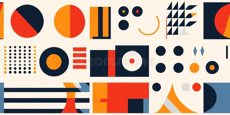 Bauhaus Geometric Brutalism Elements Set. Modern Basic Bold Forms ...