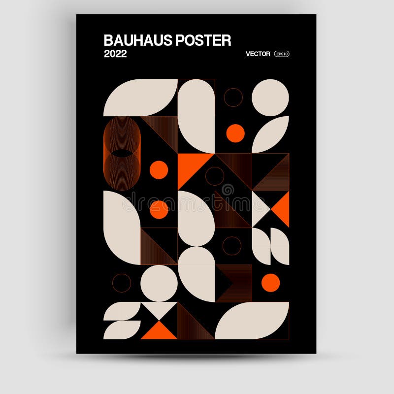 Bauhaus Geometric Pattern Background. Modern Vertical Mosaic Banner ...