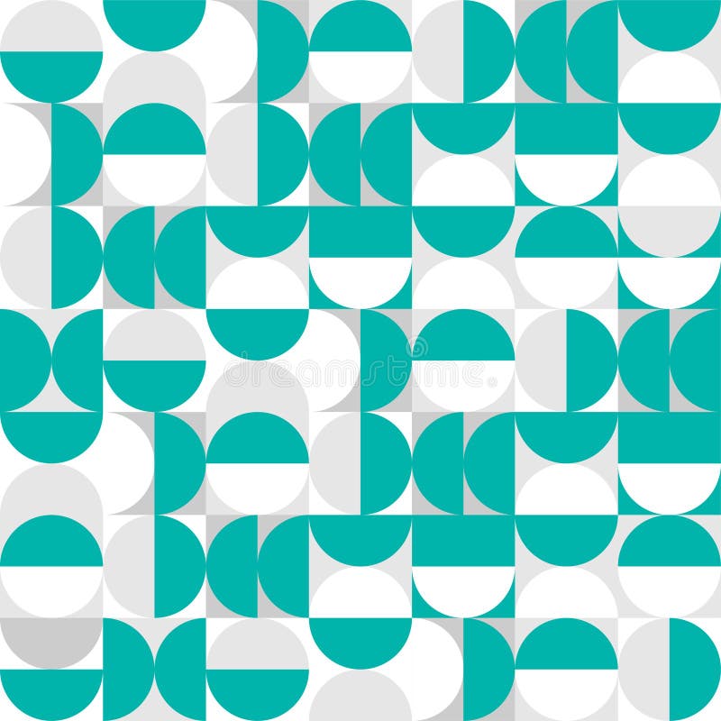 Bauhaus Geometric Seamless Pattern with Squares, Circles and Semi Circles Stock Illustration ...