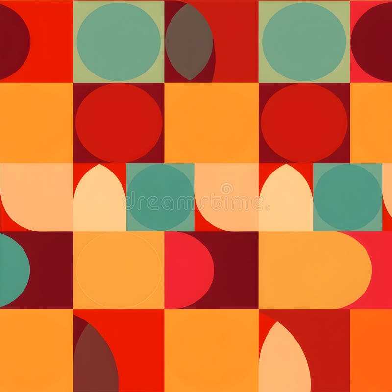 Bauhaus-inspired Textile with Geometric Grid, Vibrant Refined Symmetry ...