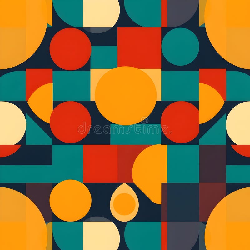 Bauhaus-inspired Textile with Geometric Grid, Vibrant Refined Symmetry ...