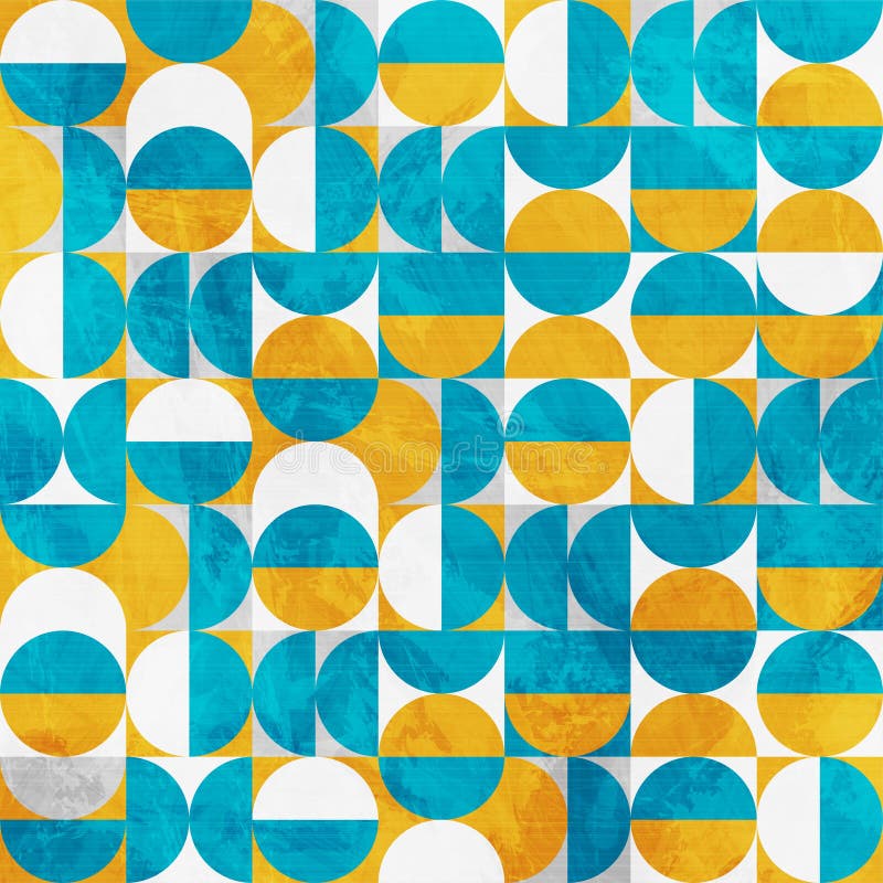 Bauhaus Grunge Geometric Seamless Pattern with Squares, Circles and Semi Circles Stock ...