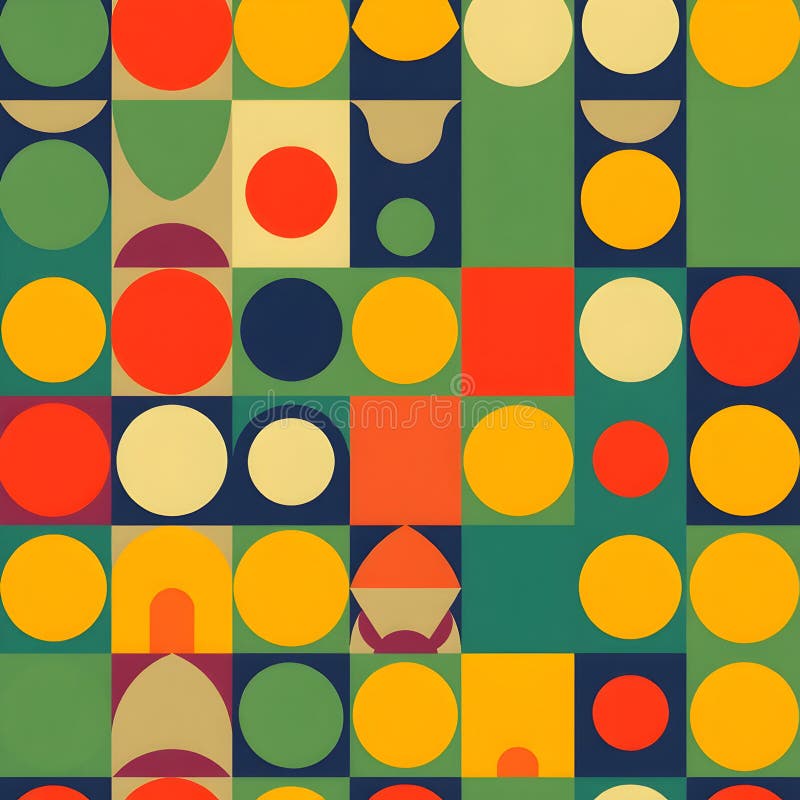 Bauhaus-inspired Textile with Geometric Grid, Vibrant Refined Symmetry ...