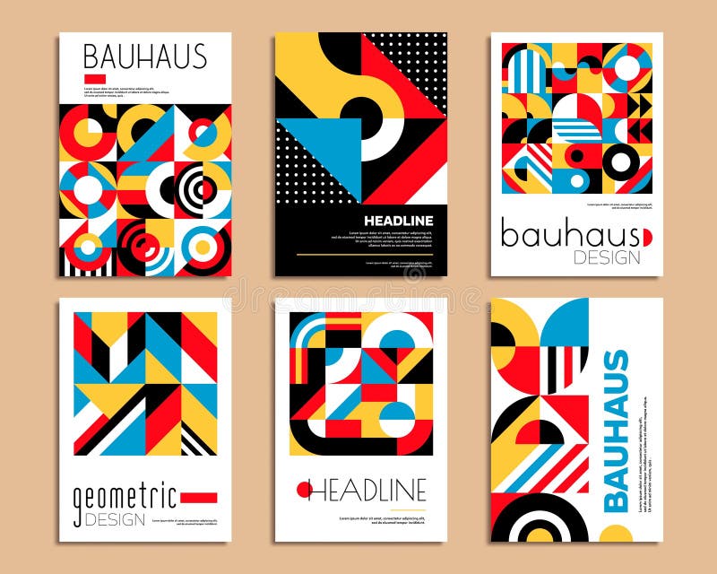 Bauhaus Posters with Geometric Abstract Patterns Stock Vector ...