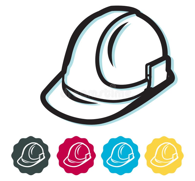 Bauhelm-Sicherheitssymbol vektor abbildung. Illustration von manuell ...