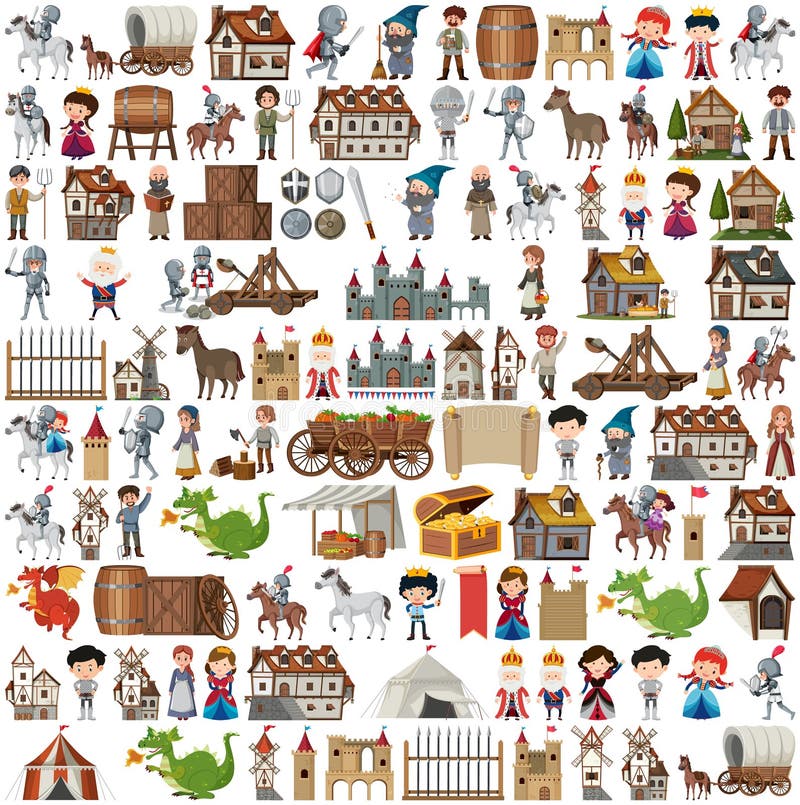 Baureihe Mittelalterlicher Schriftzeichen Vektor Abbildung ...