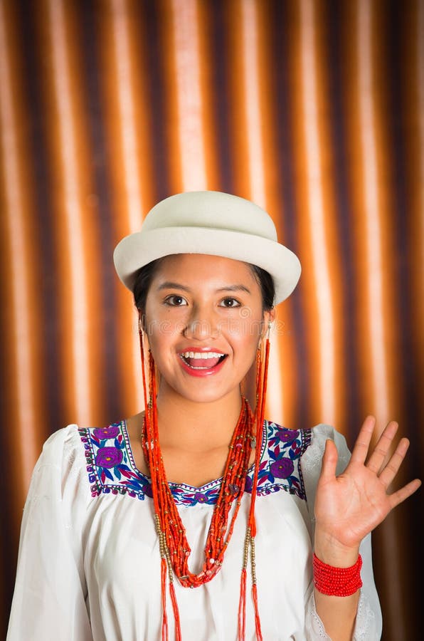 Bautiful Hispanic Model Wearing Andean Traditional Clothing with ...