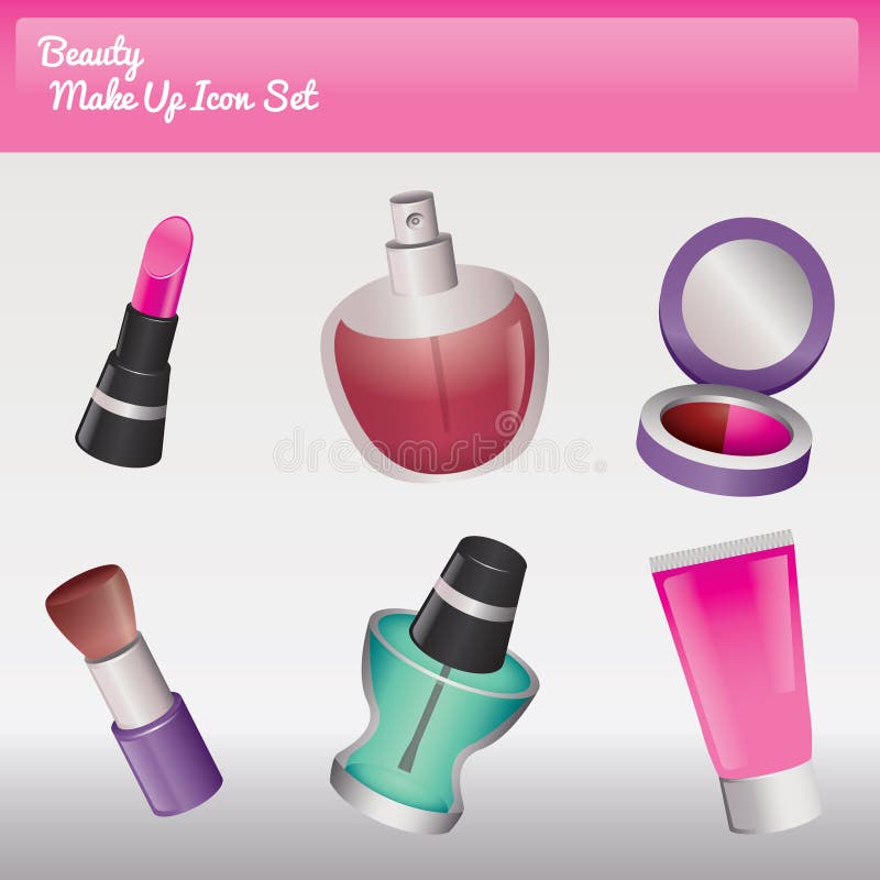 Beauty makeup icon set stock illustration. Illustration of compact ...