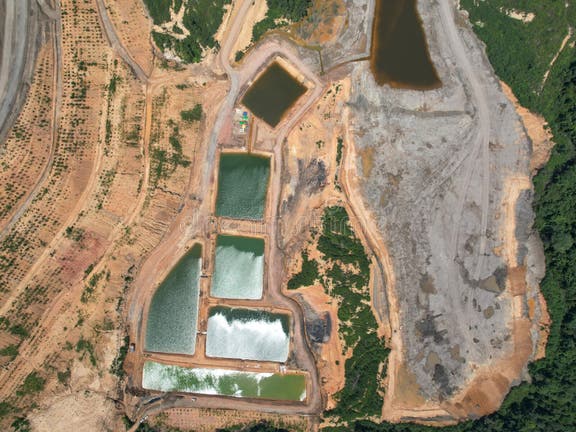 Bauxite Mining Area with Several Water Storage Ponds. Stock Photo ...