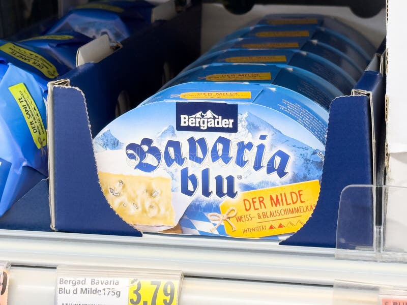 Bavaria Blu Cheese Packaging Display in Grocery Store Fridge Editorial ...