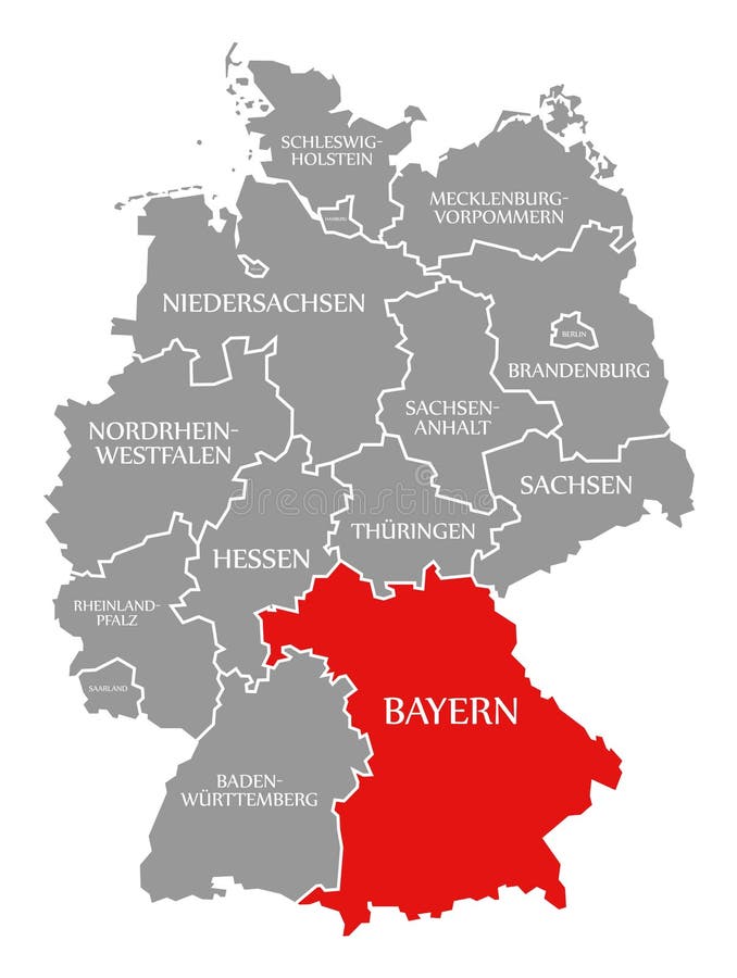 Bavaria Red Highlighted in Map of Germany Stock Illustration ...