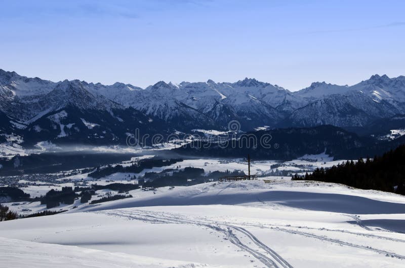 Bavarian alps in winter stock image. Image of summit - 12326195