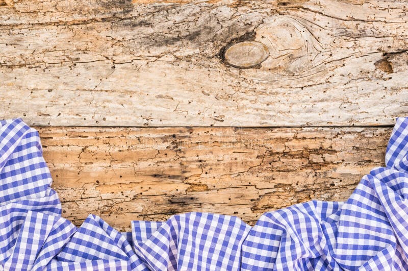 Bavarian Background with Blue White Checked Fabric Border on Rustic Old ...