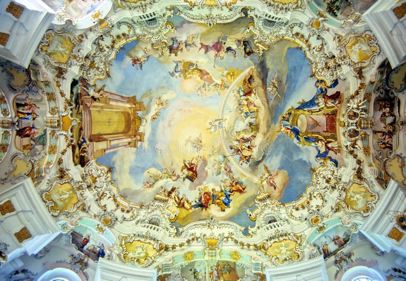 Bavarian church ceiling editorial stock photo. Image of religious - 1082348