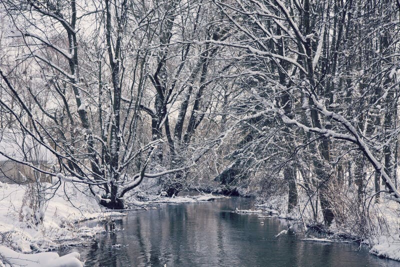 River with Trees and Boats in Sepia Look Stock Photo - Image of acres ...
