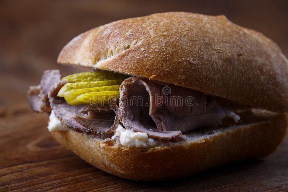 Bavarian sliced cold pork stock photo. Image of gherkin - 258176192
