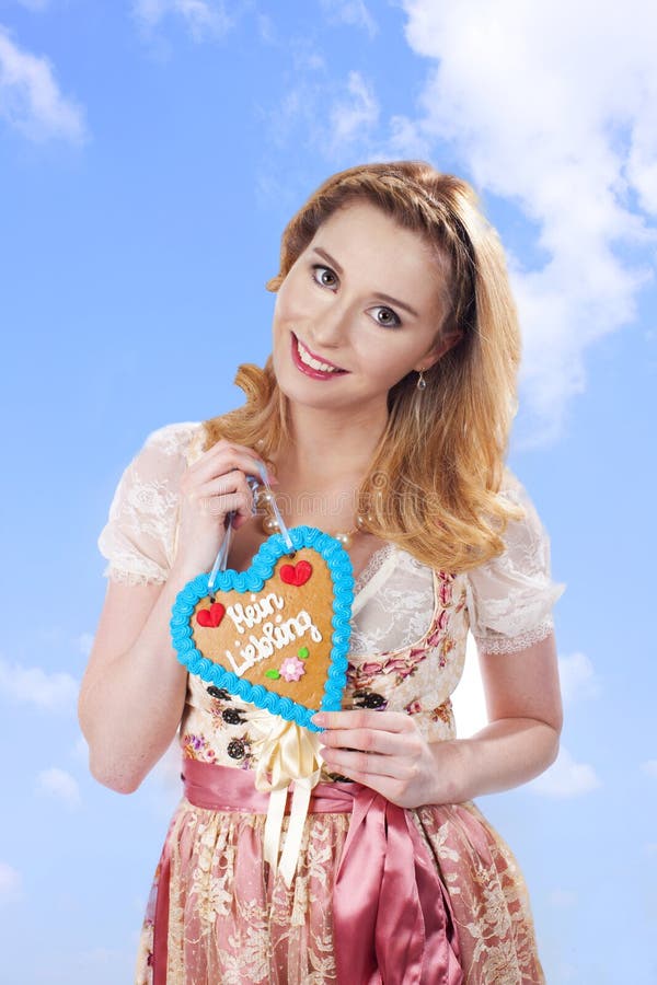 Bavarian Woman with Dirndl and Ginger Bread Stock Image - Image of ...