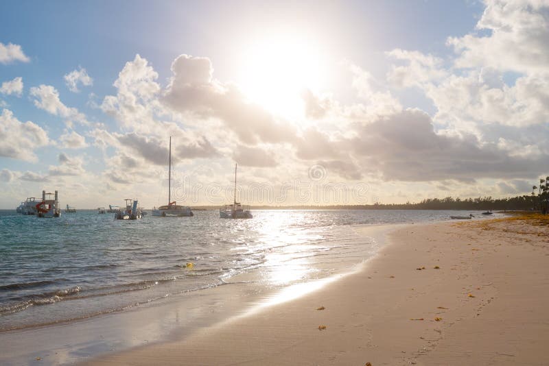 Bavaro Beach in Punta Cana stock image. Image of clouds - 265622207