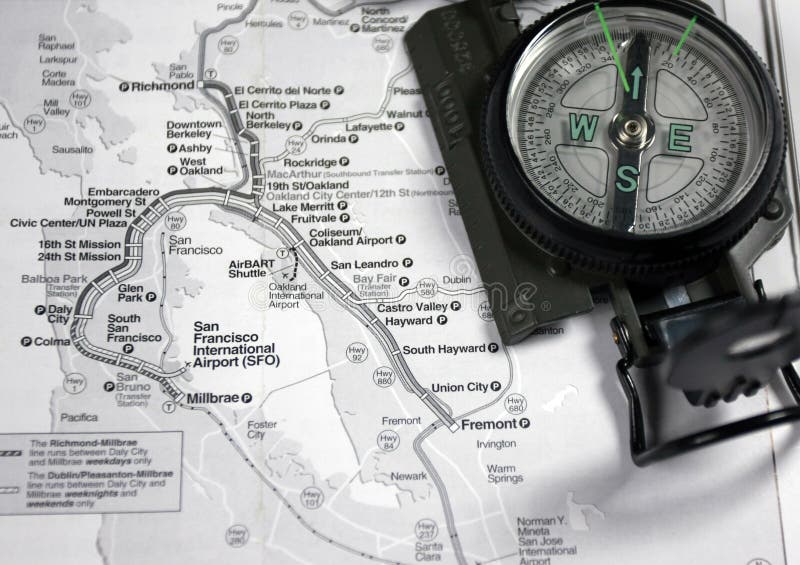 Bay Area Map with compass stock photo. Image of south - 13070458