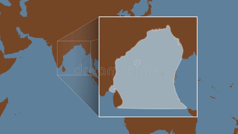 Bay of Bengal. Solid Map. Patterson Cylindrical. Location Stock Video ...