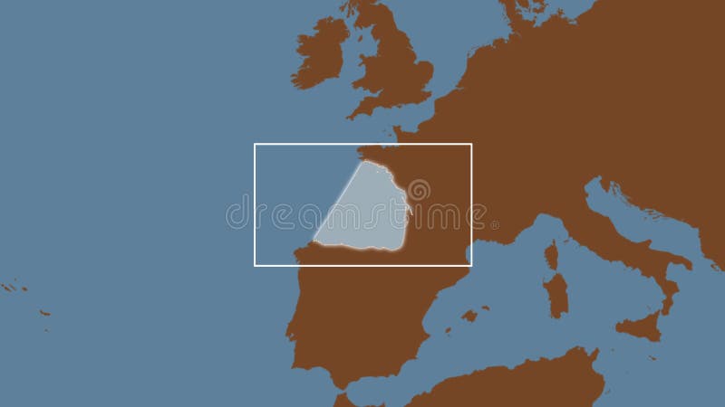 Bay of Biscay. Solid Map. Patterson Cylindrical. Close-up Stock Video ...