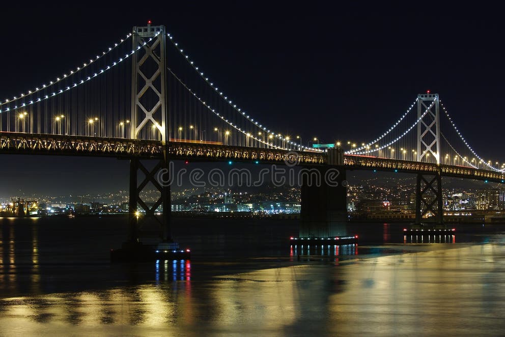 Bay Bridge at night stock image. Image of freeway, steal - 22240951