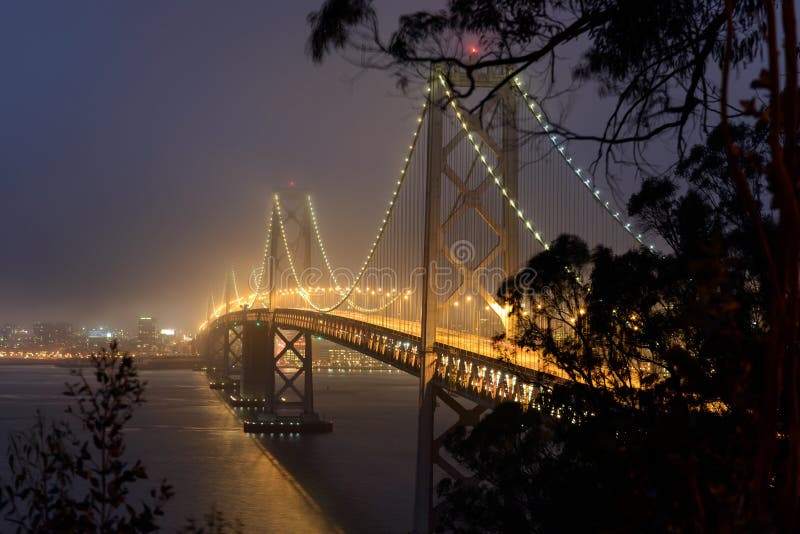 Bay Bridge at night stock image. Image of bridge, golden - 26162209