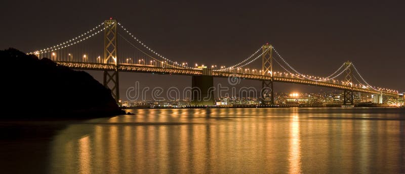 Bay Bridge at night stock photo. Image of night, reflection - 2712474