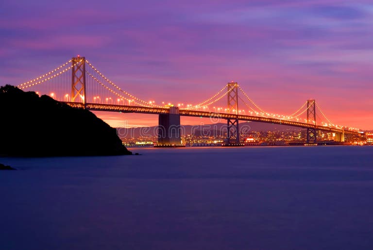 Bay Bridge at night stock image. Image of cityscape, blue - 4581965