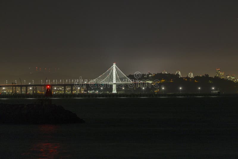 Bay Bridge Night San Francisco Stock Photo - Image of dusk, port: 70860842