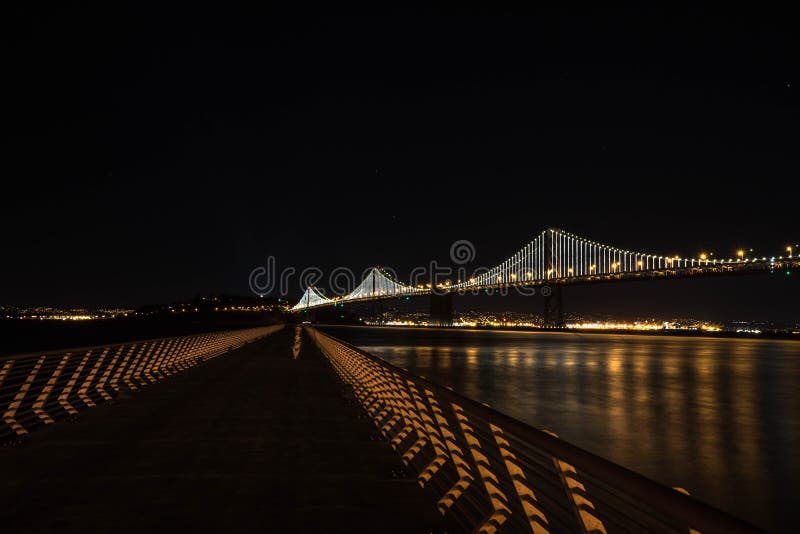 The Bay Bridge by Night, San Francisco Stock Image - Image of ...
