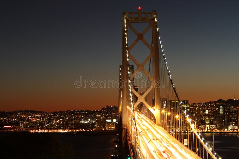 Bay Bridge at Night San Francisco Stock Photo - Image of buildings ...