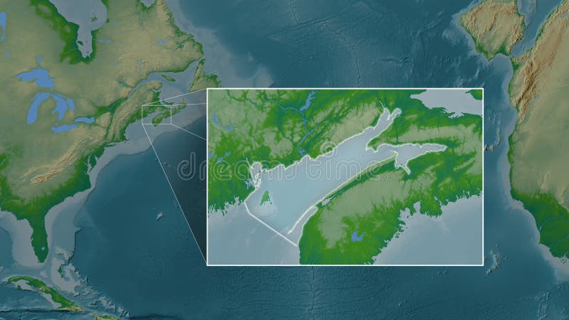 Bay of Fundy. Physical Map. Patterson Cylindrical. Location Stock Video ...