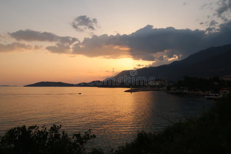 The Bay of Kas Right after Sunset, Turkey Stock Photo - Image of lycian ...