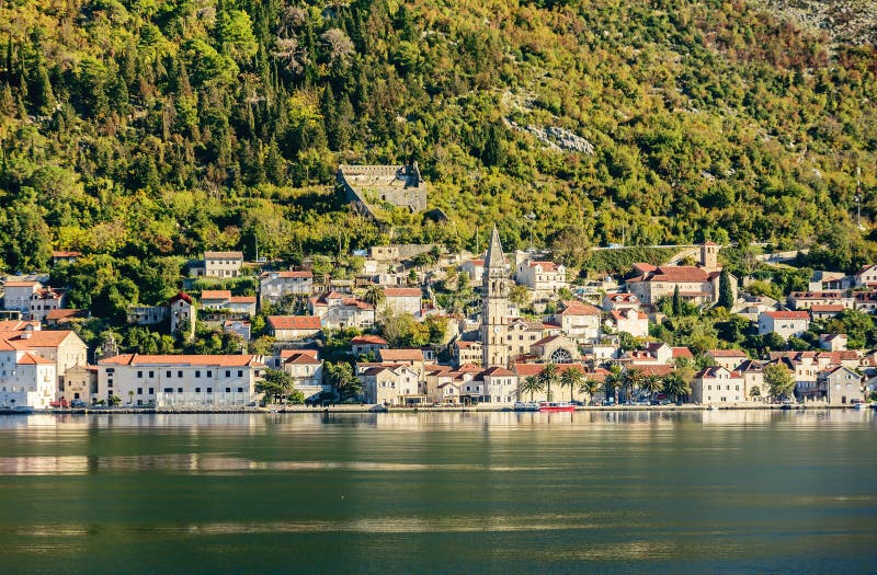 Bay of Kotor, Perast City, Montenegro Stock Image - Image of fjord ...